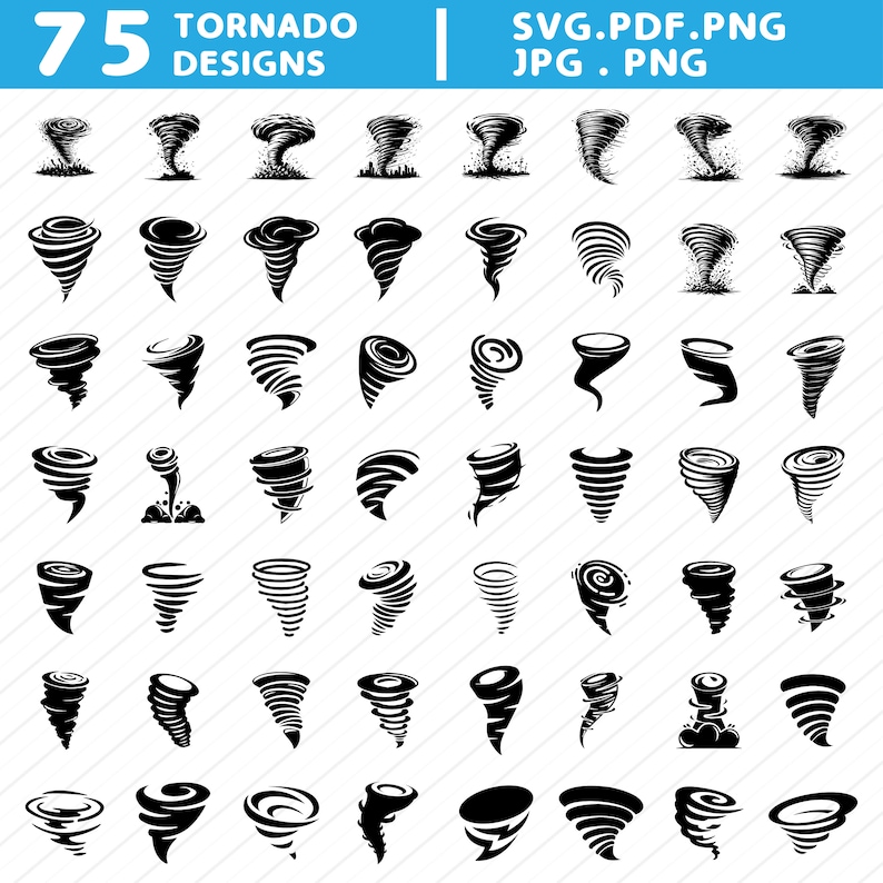 Tornado Svg Bundles, Tornado Clipart, Tornado PNG, Storm Svg, Hurricane ...