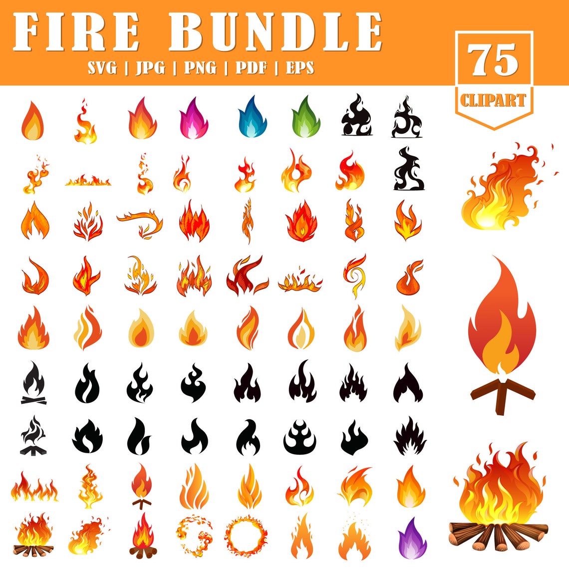 Fire Svg Bundles, Fire Clipart, Fire Flames Svg, Flames Frame Svg, Fire ...