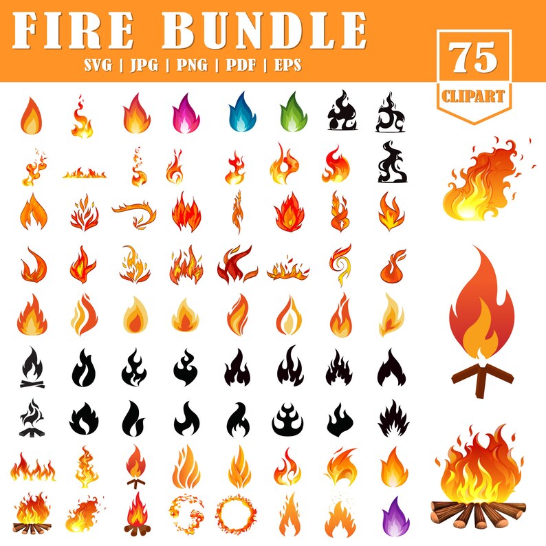 Fire Svg Bundles, Fire Clipart, Fire Flames Svg, Flames Frame Svg, Fire ...