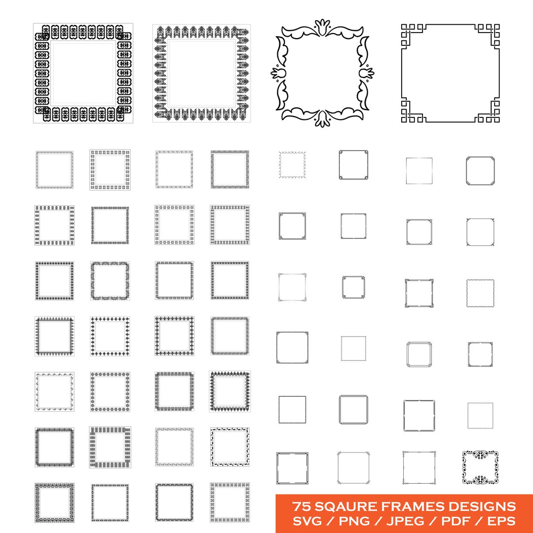 Square Frame Svg, Wedding Square Frame PNG Bundle, Square Clipart ...