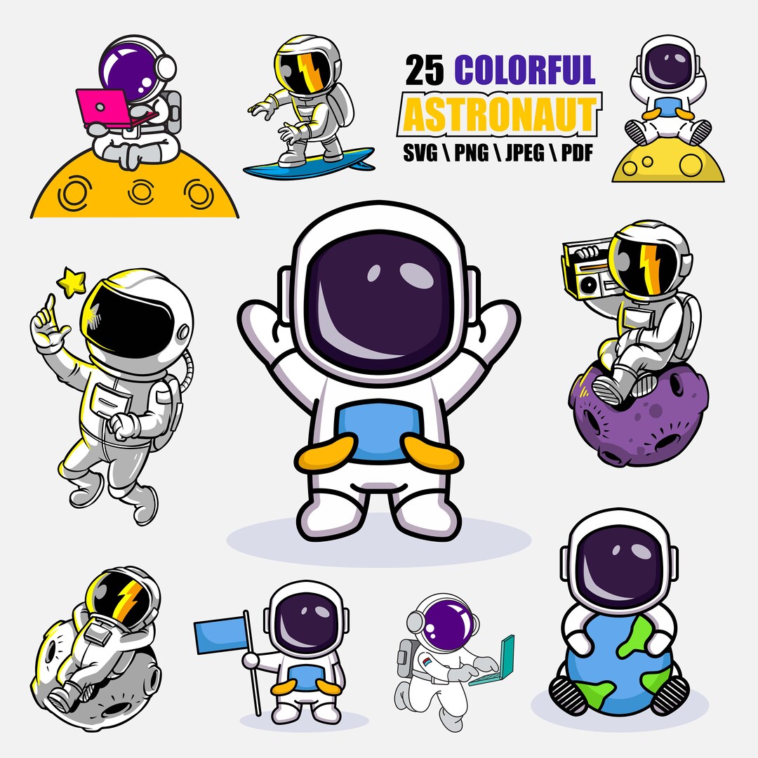 Cute Astronaut Svg Bundles, Astronaut PNG Bundles, Space SVG Bundles ...