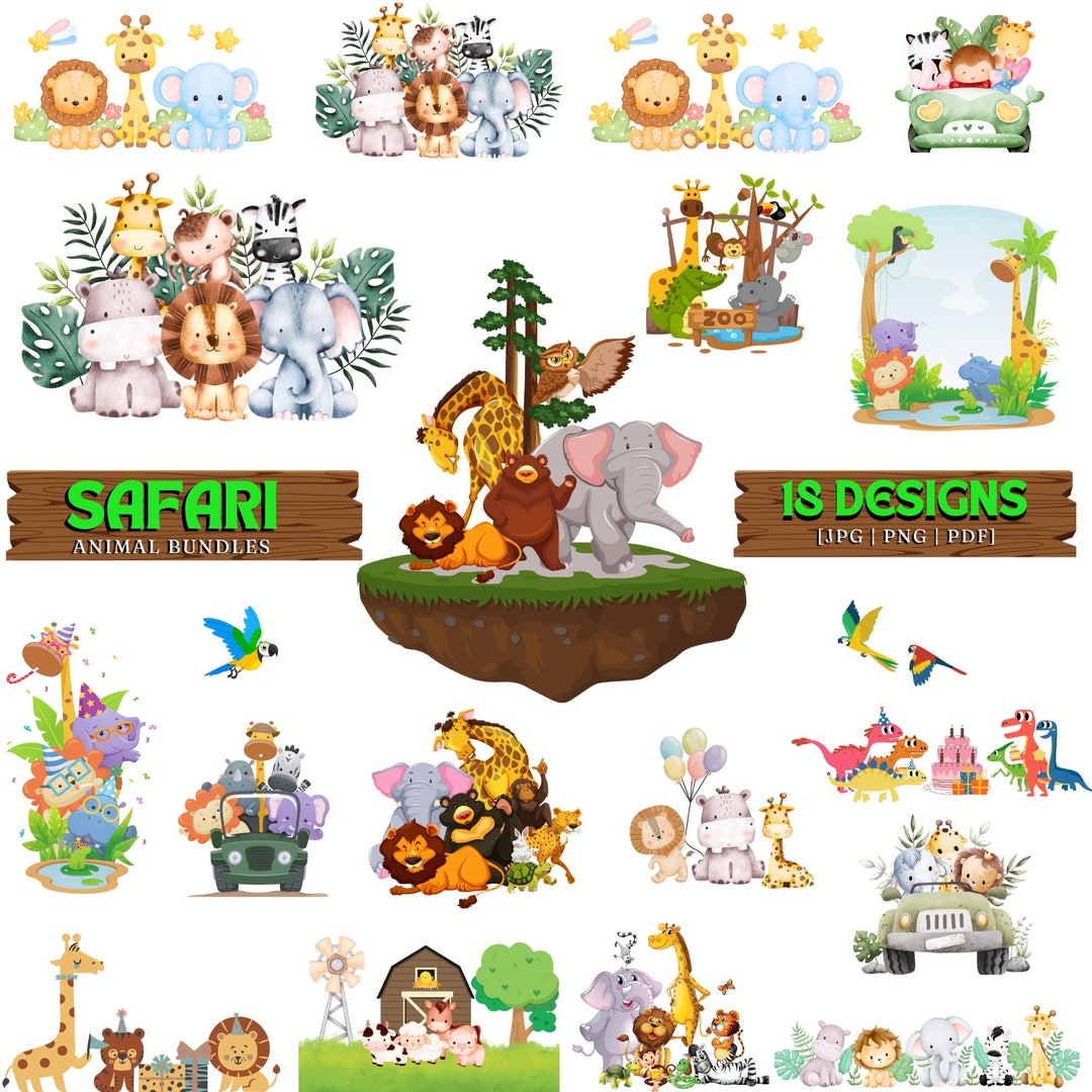 Safari Family Animal Bundles, Baby Animals PNG, Safari PNG Bundles ...
