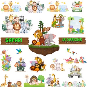 Safari Family Animal Bundles, Baby Animals PNG, Safari PNG Bundles ...