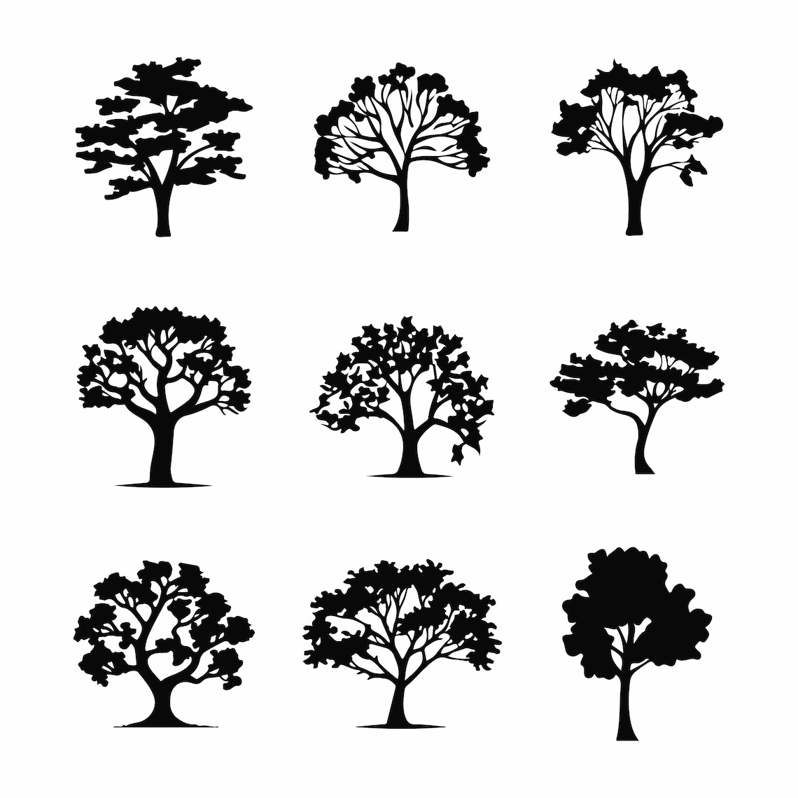 Oak Tree Svg Bundles, Woodland Forest Tree Svg , Oak Tree PNG for ...