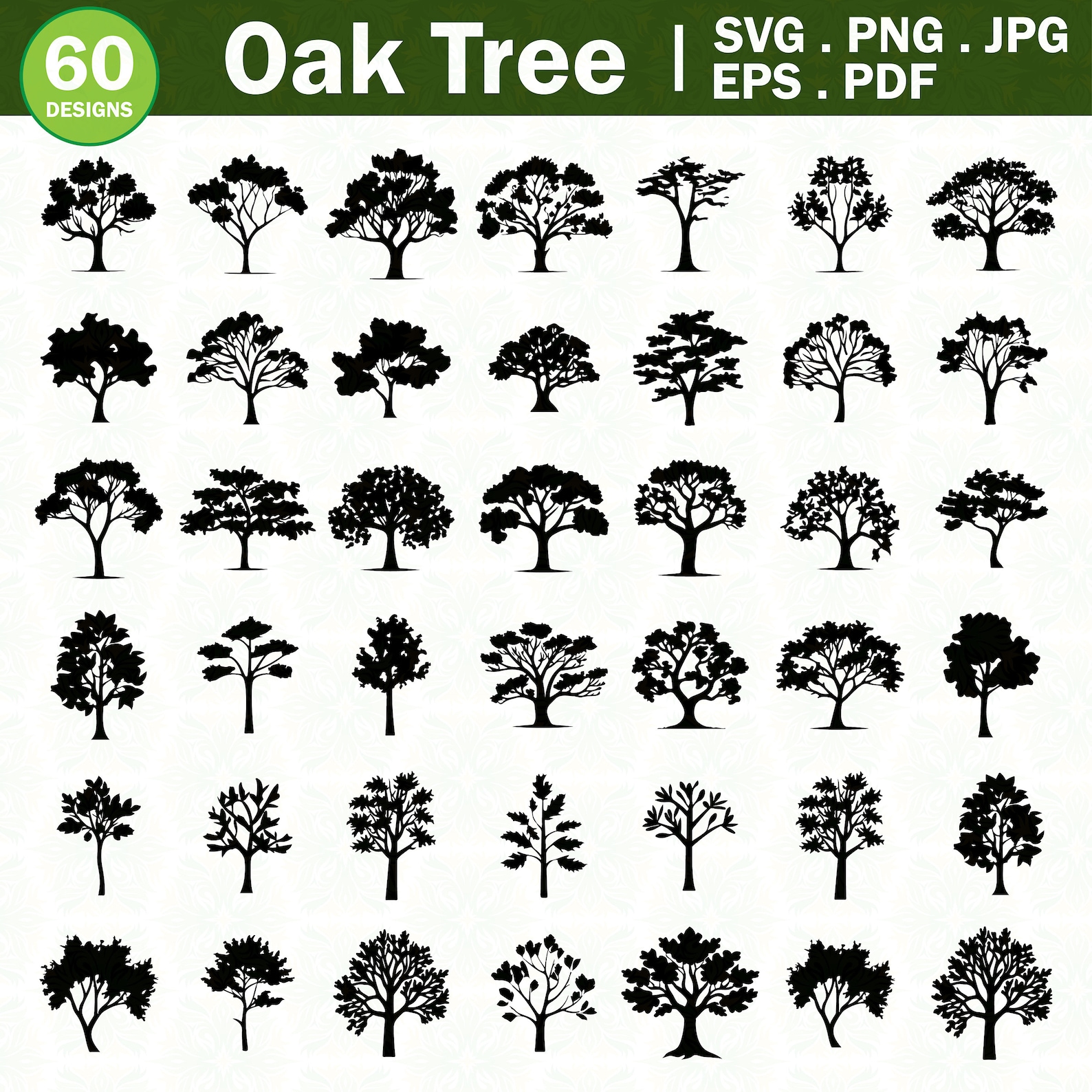Oak Tree Svg Bundles, Woodland Forest Tree Svg , Oak Tree PNG for ...