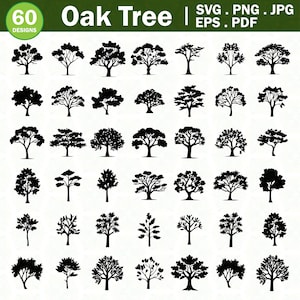 Oak Tree Svg Bundles, Woodland Forest Tree Svg , Oak Tree PNG for ...
