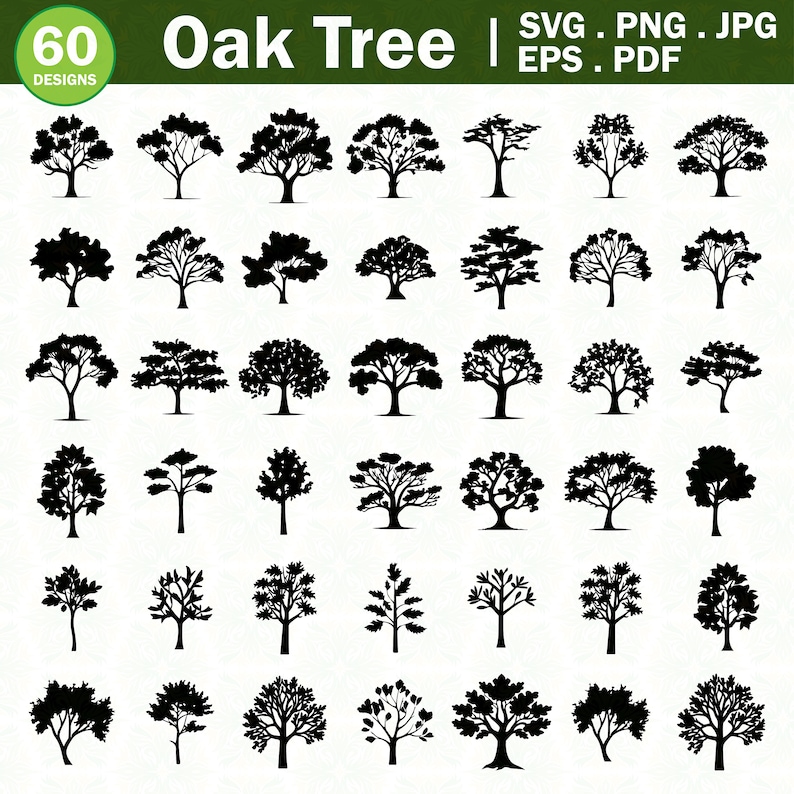 Oak Tree Svg Bundles, Woodland Forest Tree Svg , Oak Tree PNG for ...