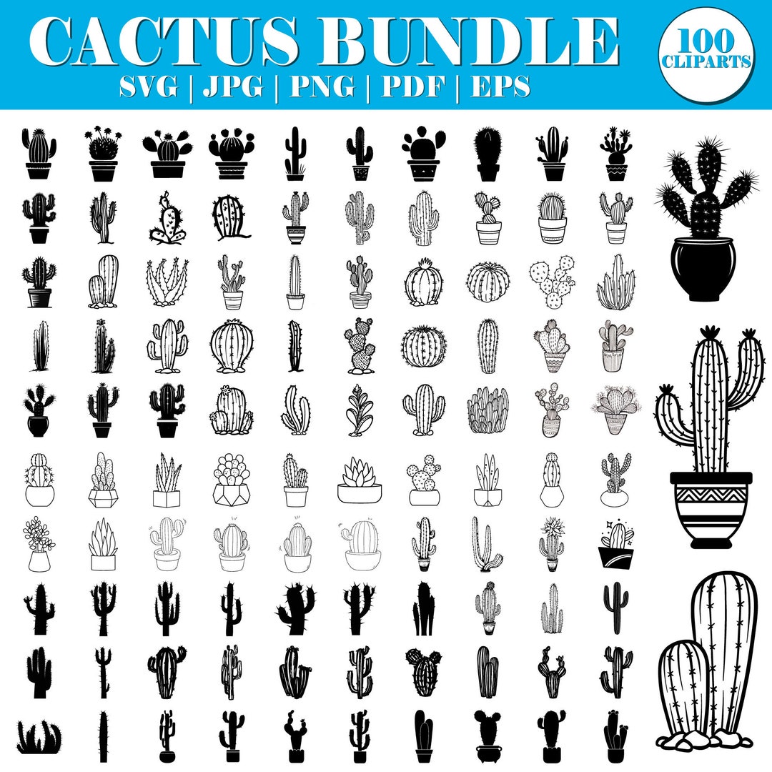 Cactus Plants Svg Bundles, Cactus Cut Files, Cactus Clipart, Cactus ...