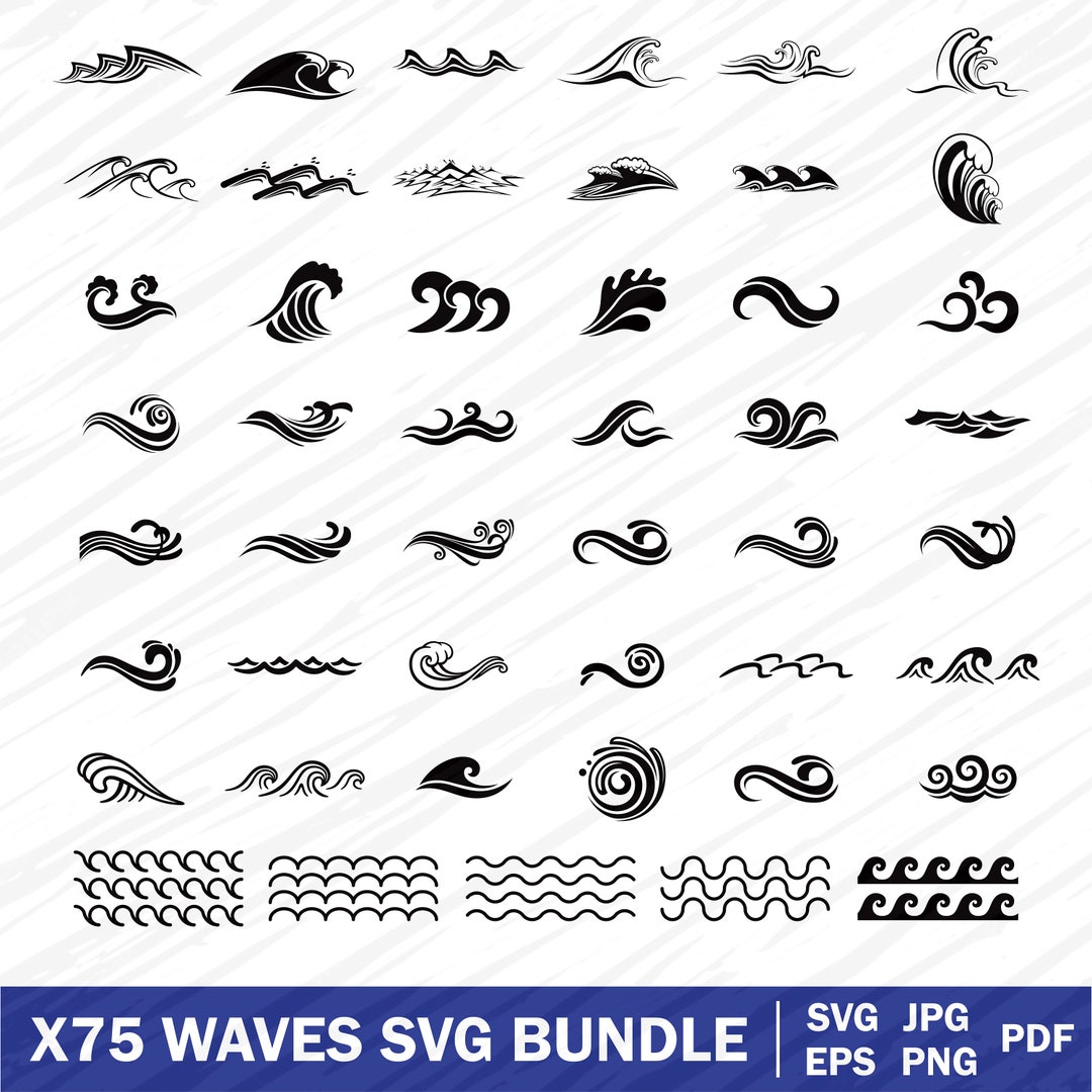 Waves Svg Bundles, Sea Waves Svg Clipart, Wave Clipart, Water Wave ...