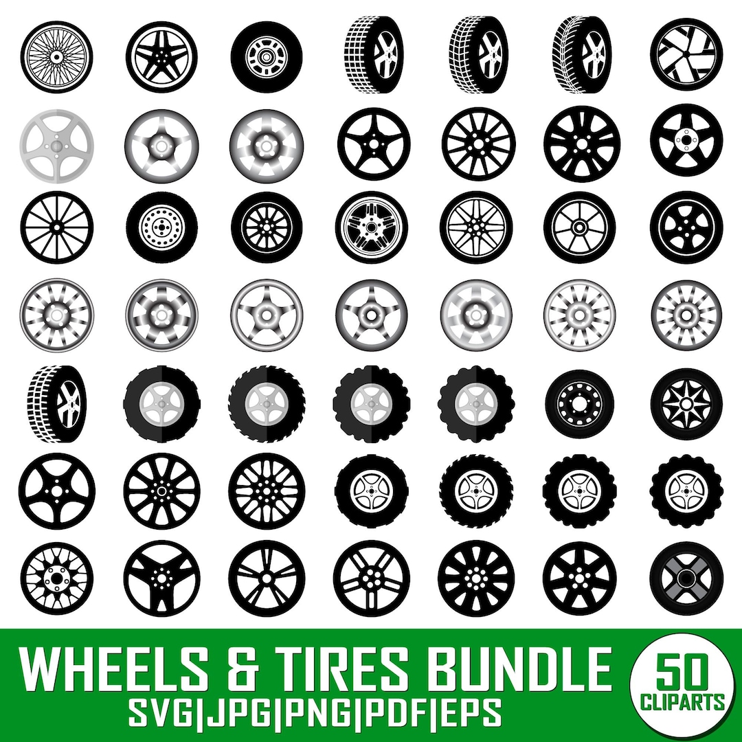 Tire Svg Bundles, Tire Clipart, Tire PNG, Car Tires Svg, Truck Tires ...
