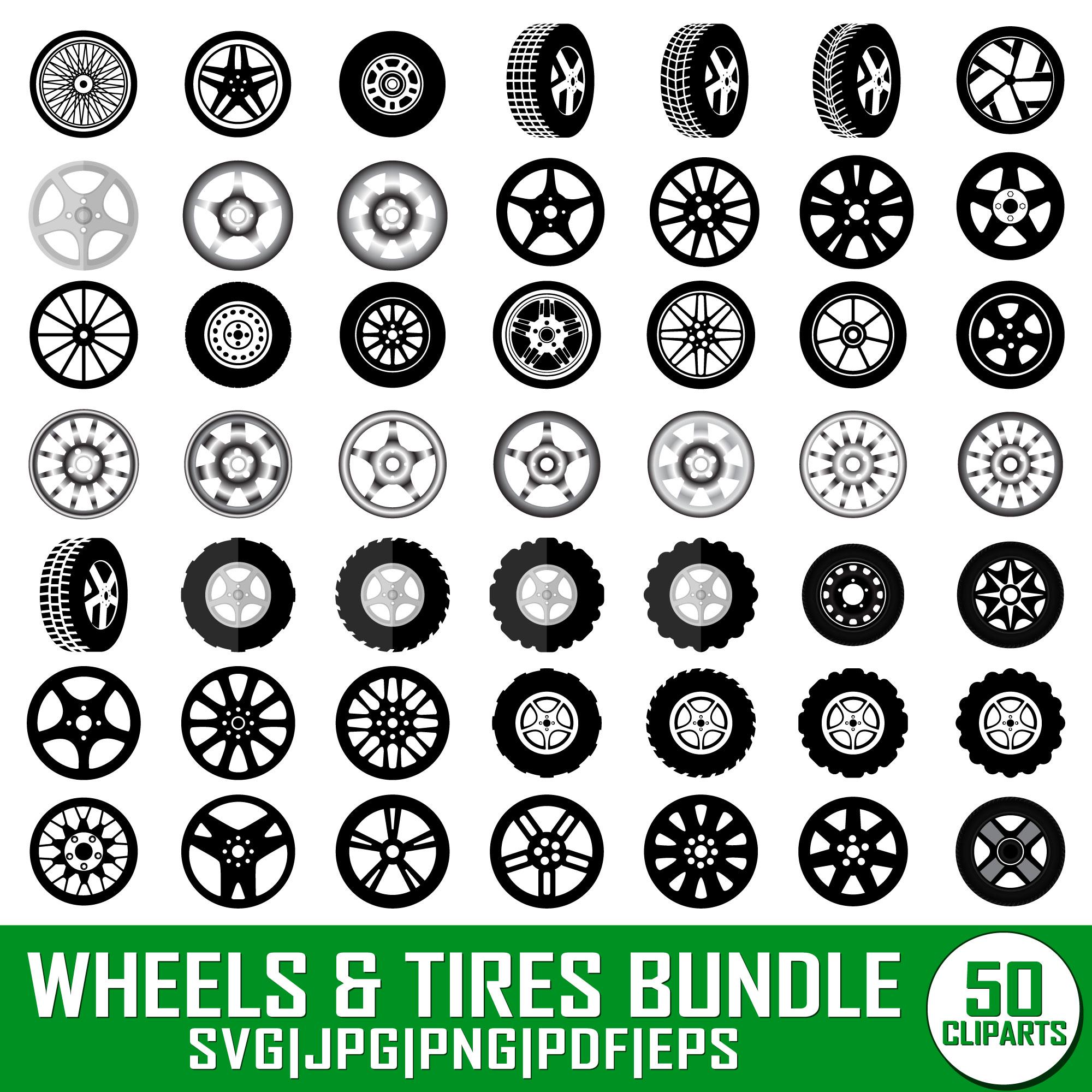 Tire Svg Bundles, Tire Clipart, Tire PNG, Car Tires Svg, Truck Tires ...