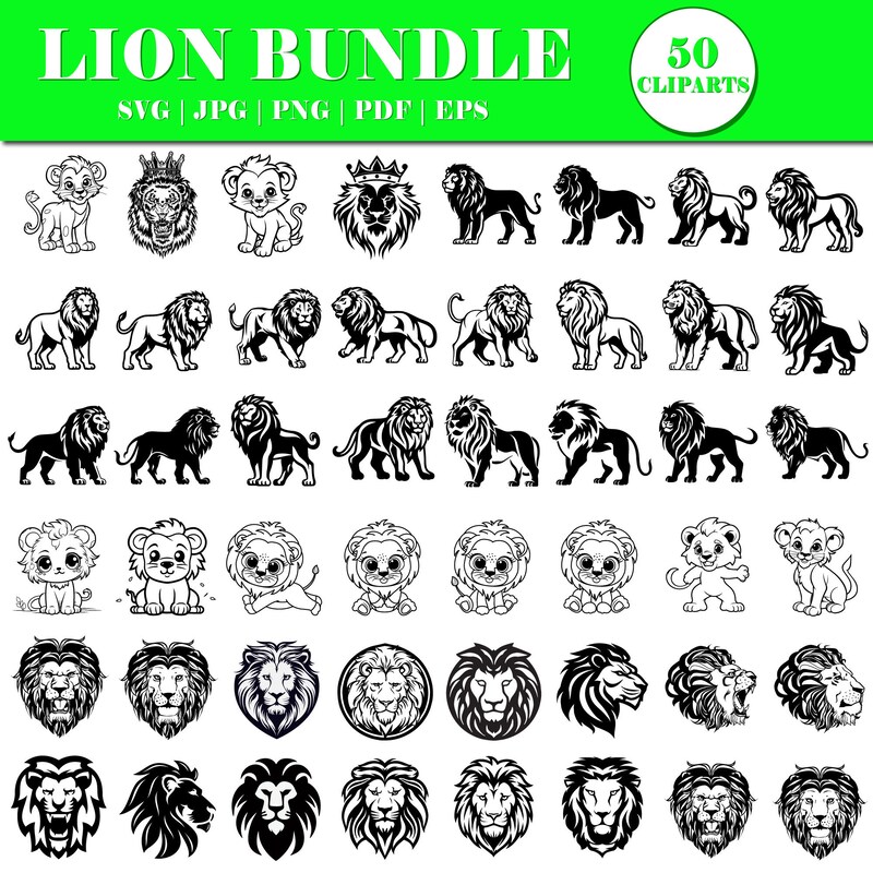 Lion Svg - Etsy