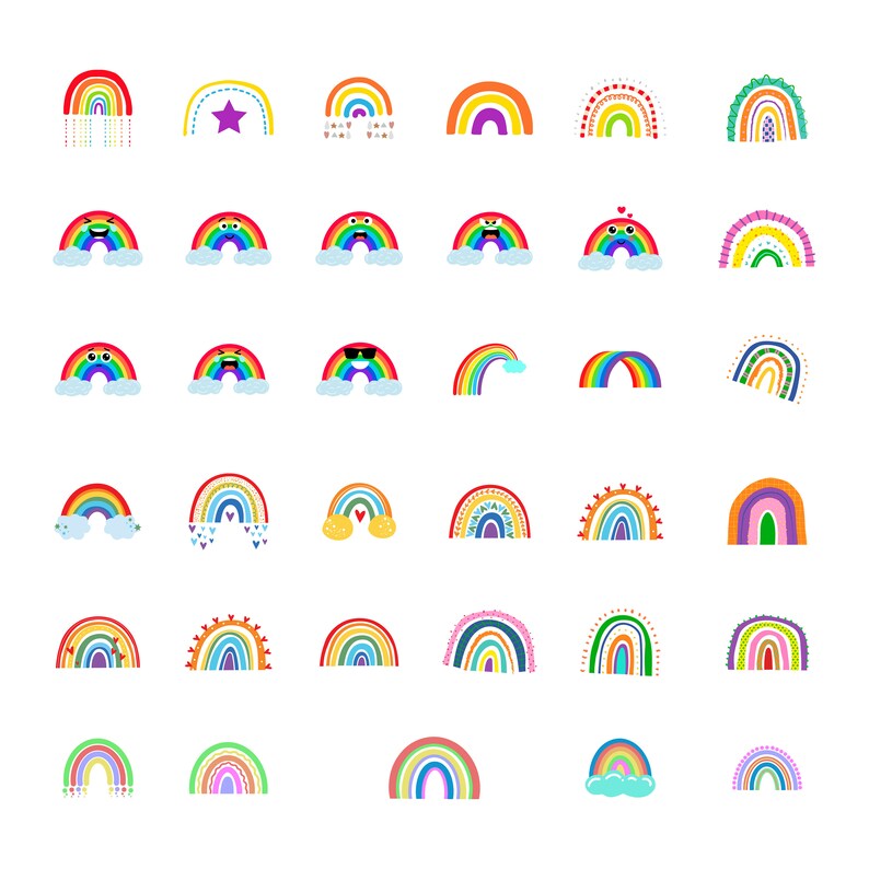 Quality Rainbow Svg Bundles, Rainbow Clipart, Cloud Rainbow Vector ...