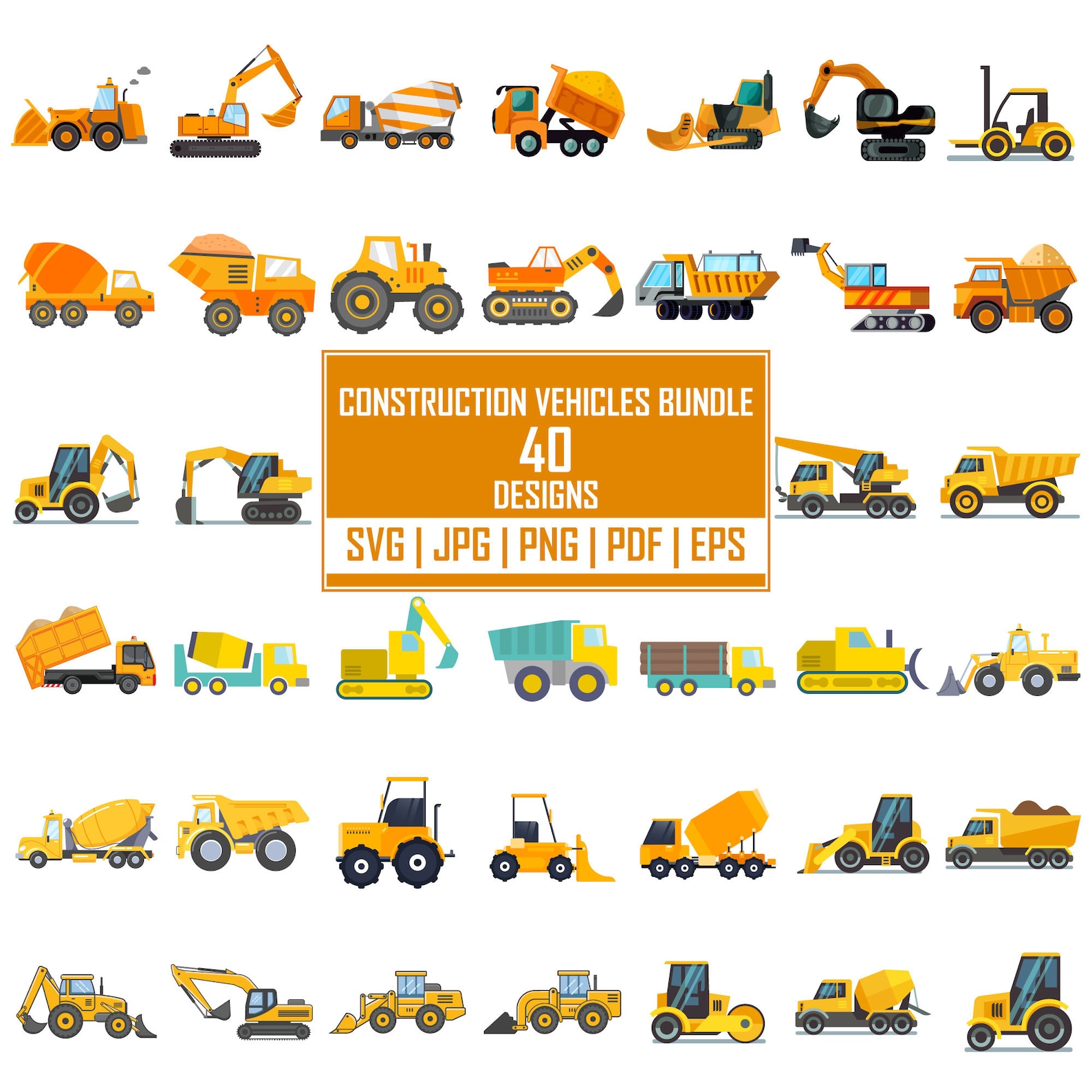 Cute 40 Construction Truck Svg Bundles,crane Svg Bundles, Construction ...