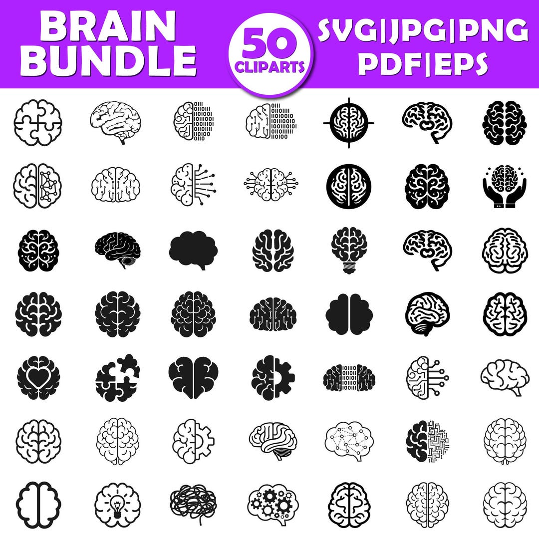 Brain Svg Bundles, Brain PNG for Prints, Brain Clipart, Brain Svg Cut ...