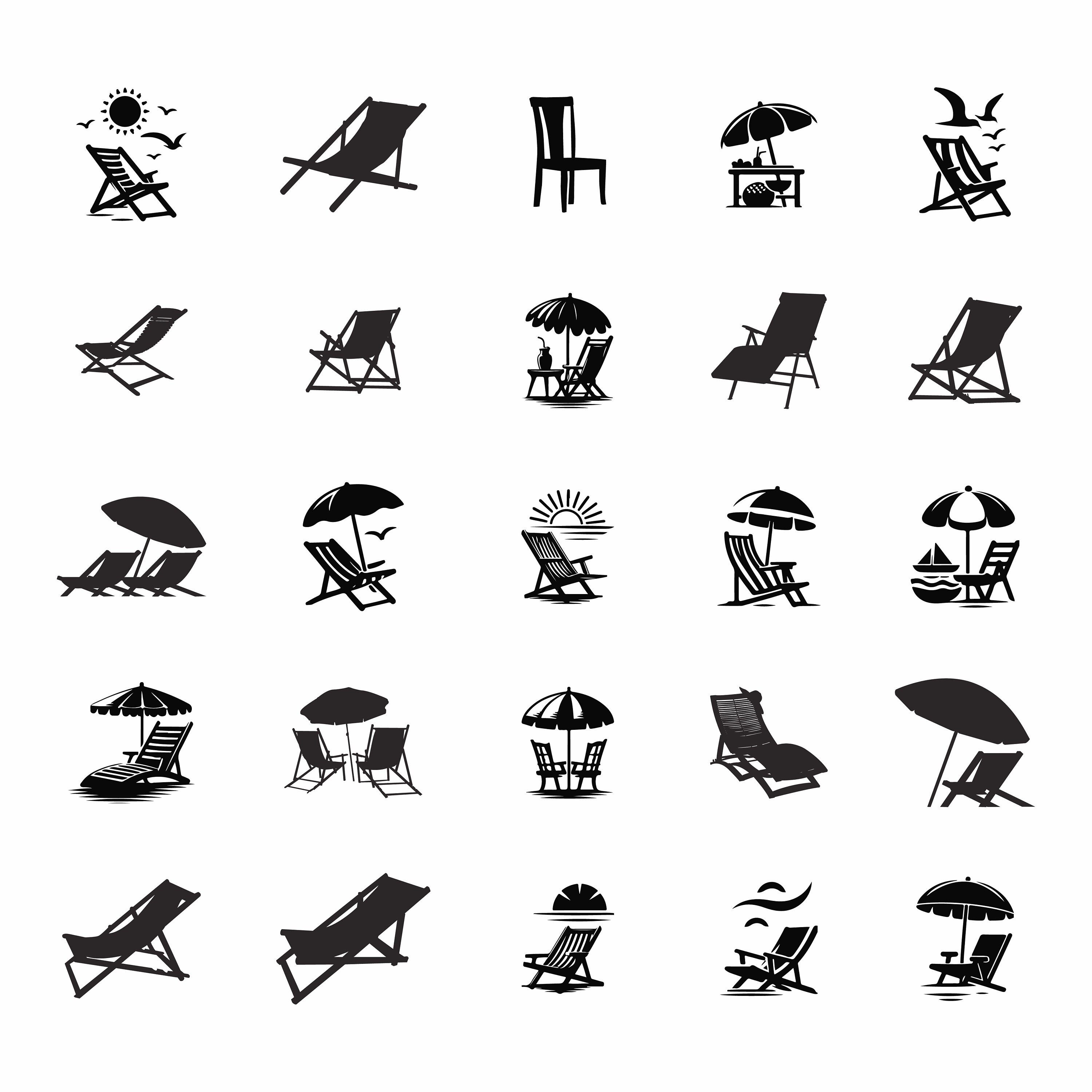Chair Svg Bundles, Chair Clipart, Lounge Chair, Beach Chair, Vacation ...