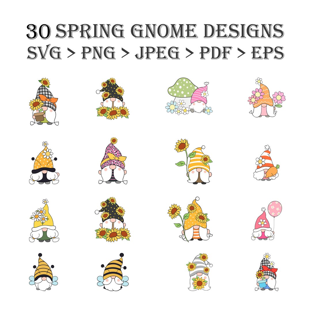 Spring Gome Svg, Garden Gnomes Svg Bundles, Gnome Png, Gnome Design ...