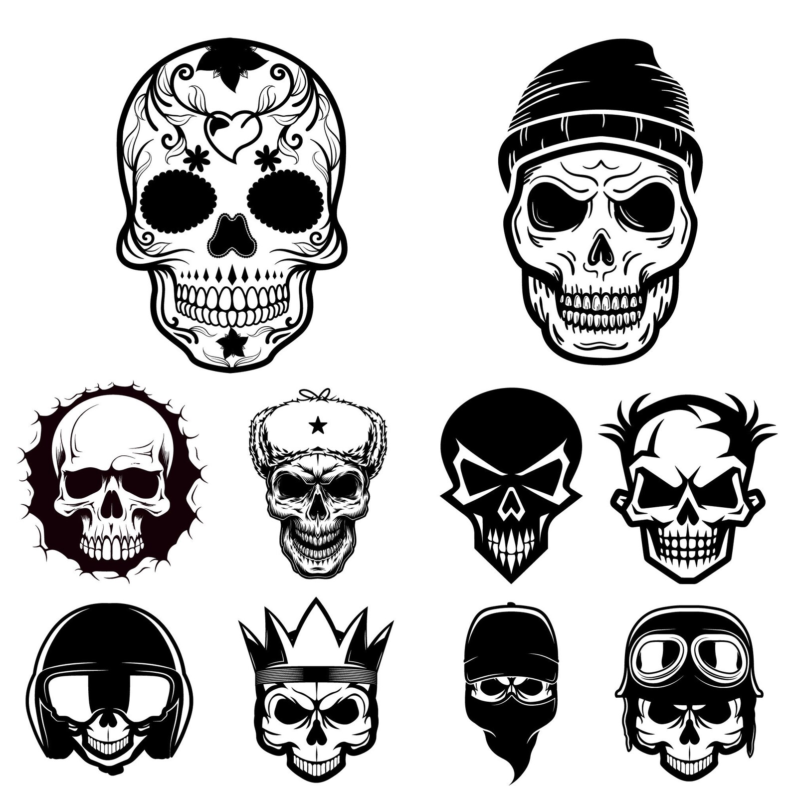Skull Svg Bundles, Skull Vector, 75 Unique Skull Png, Skill Clipart ...