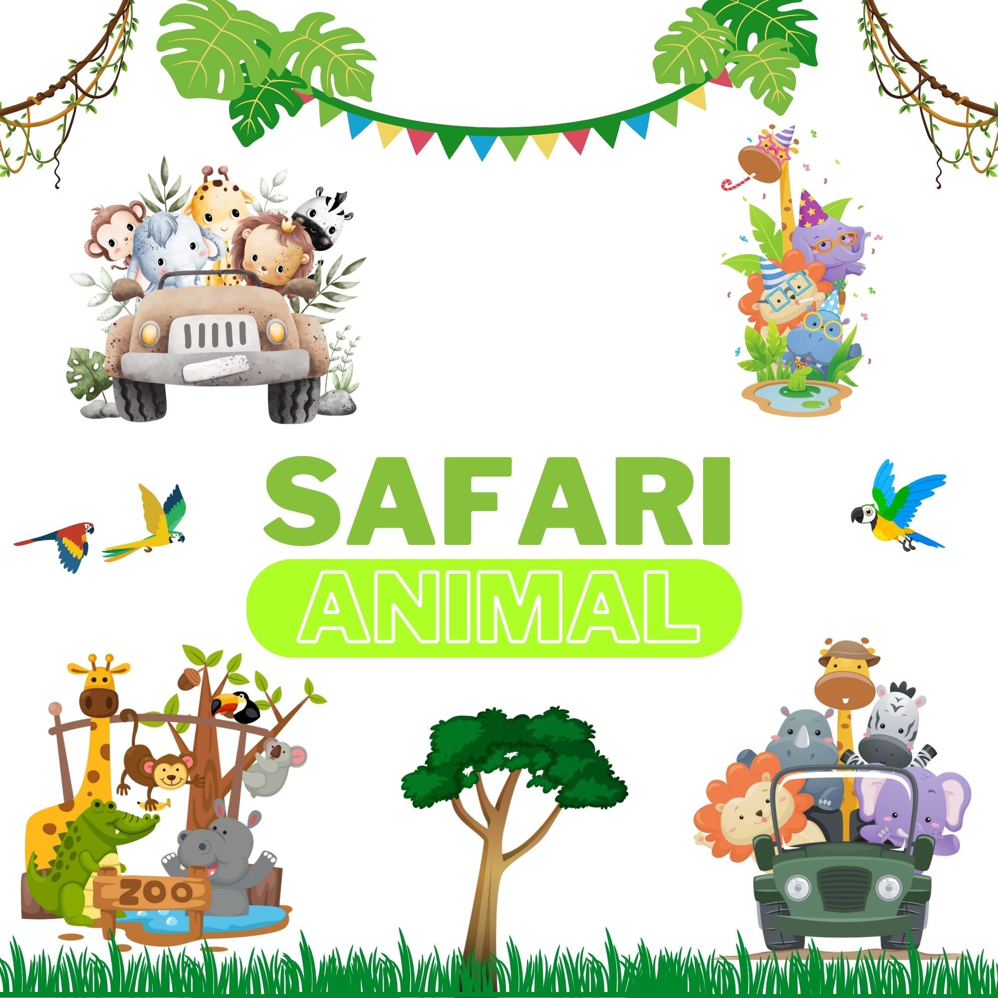 Safari Family Animal Bundles, Baby Animals PNG, Safari PNG Bundles ...