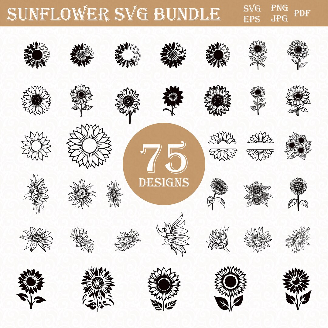 Sunflower Svg Bundles, Sunflower Svg, Sunflower Clipart, Sunflower Cut ...