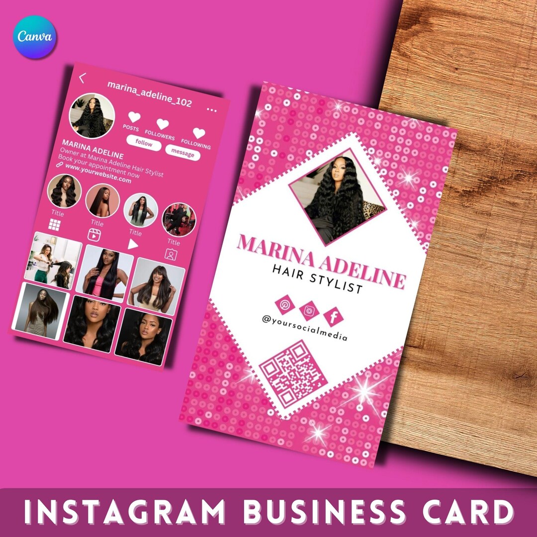 Pink White Instagram Business Cards, Business Promo Instagram Cards ...
