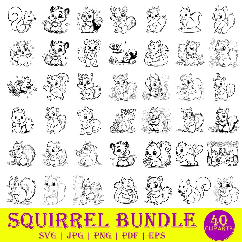 Squirrel Svg Bundles, Squirrel Vector, Squirrel Clipart, Squirrel ...