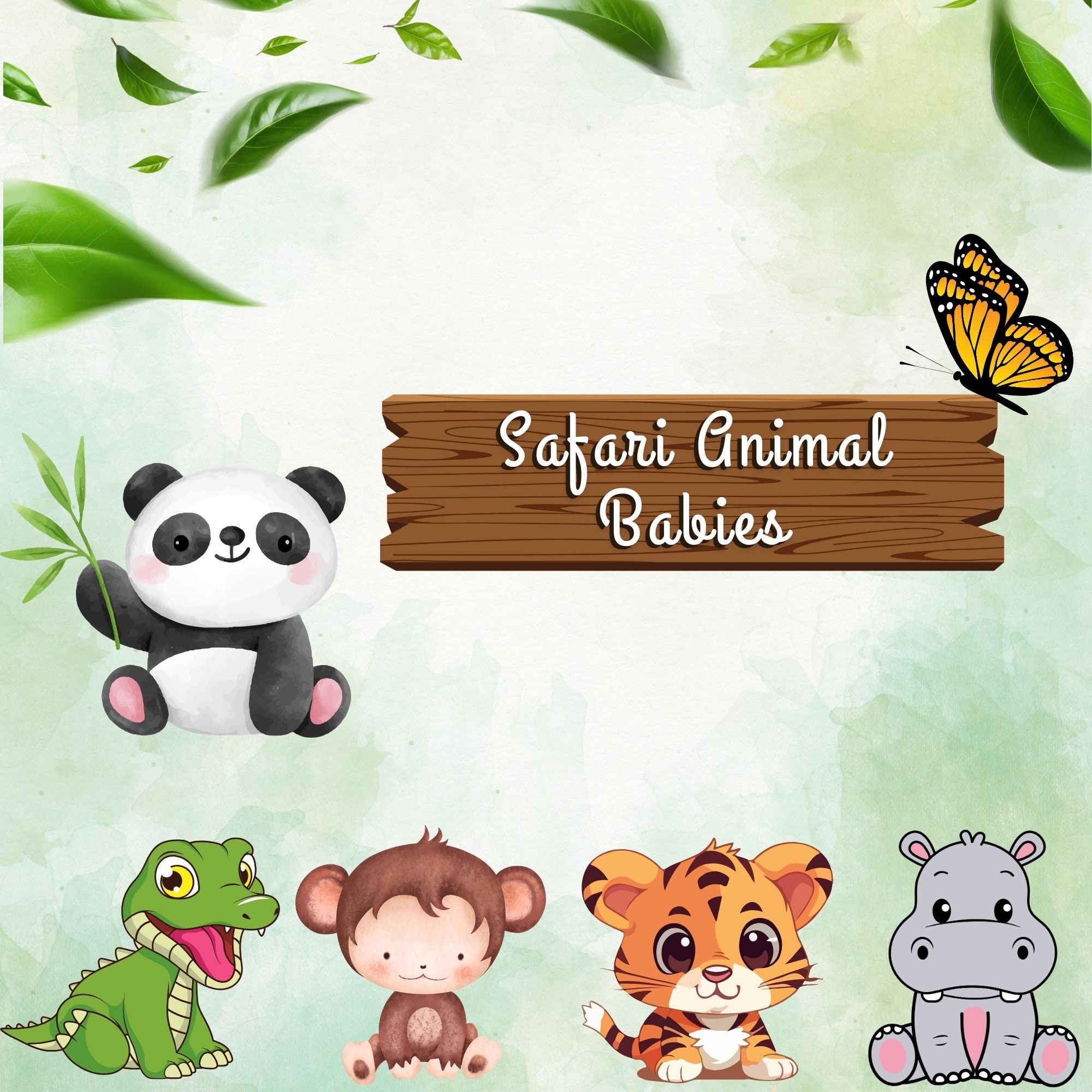 Safari Animal Clipart, Baby Safari Family Bundles, Baby Animals PNG ...