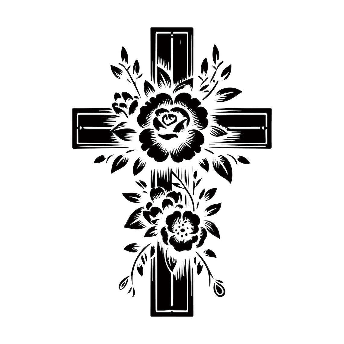 Floral Cross Svg, Cute Cross Svg, Floral Cross PNG, Cross Clipart ...