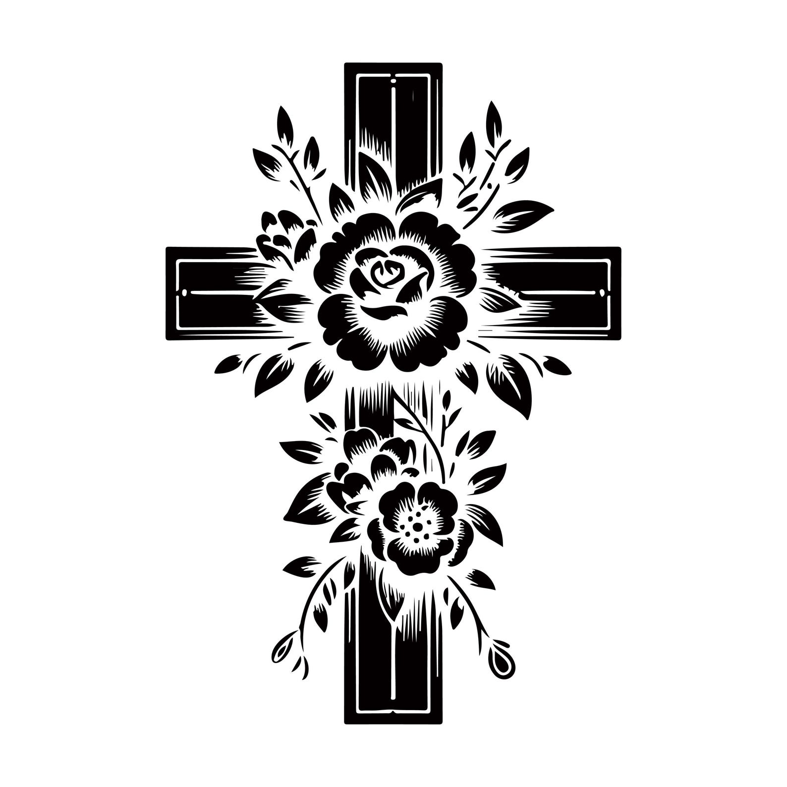 Floral Cross Svg, Cute Cross Svg, Floral Cross PNG, Cross Clipart ...