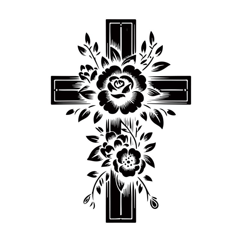 Floral Cross Svg, Cute Cross Svg, Floral Cross PNG, Cross Clipart ...