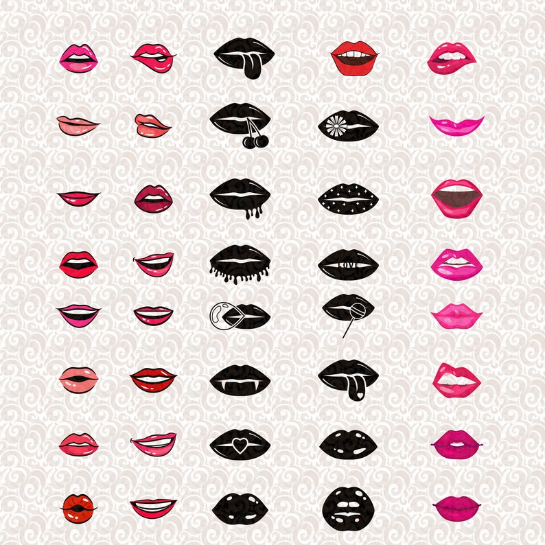 Cute Lips Svg Bundles, Lips Clipart, Lipstick Svg Bundles, Kiss Svg ...