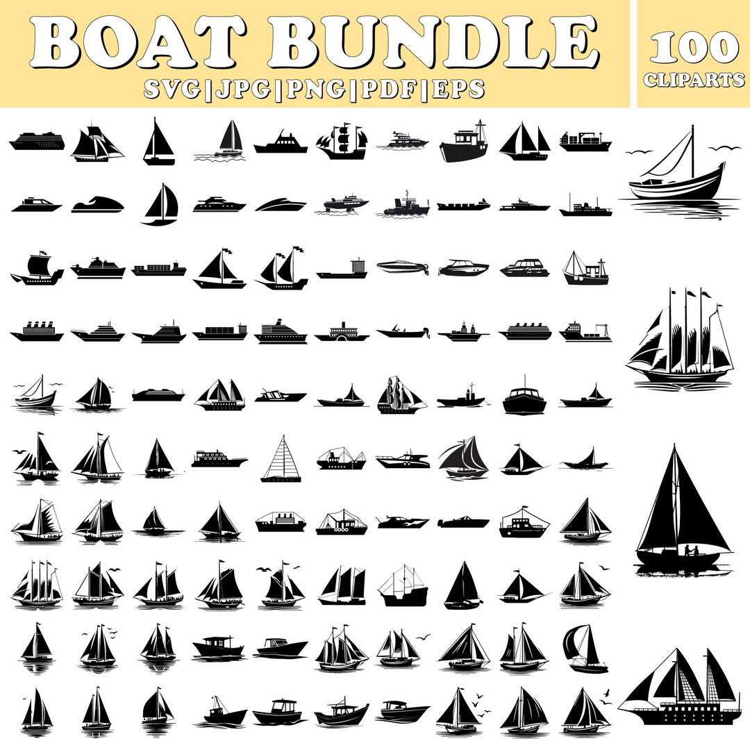 Boat Svg Bundles, Sail Boat Svg Bundles, Speedboat Svg, Ship Boat Svg ...
