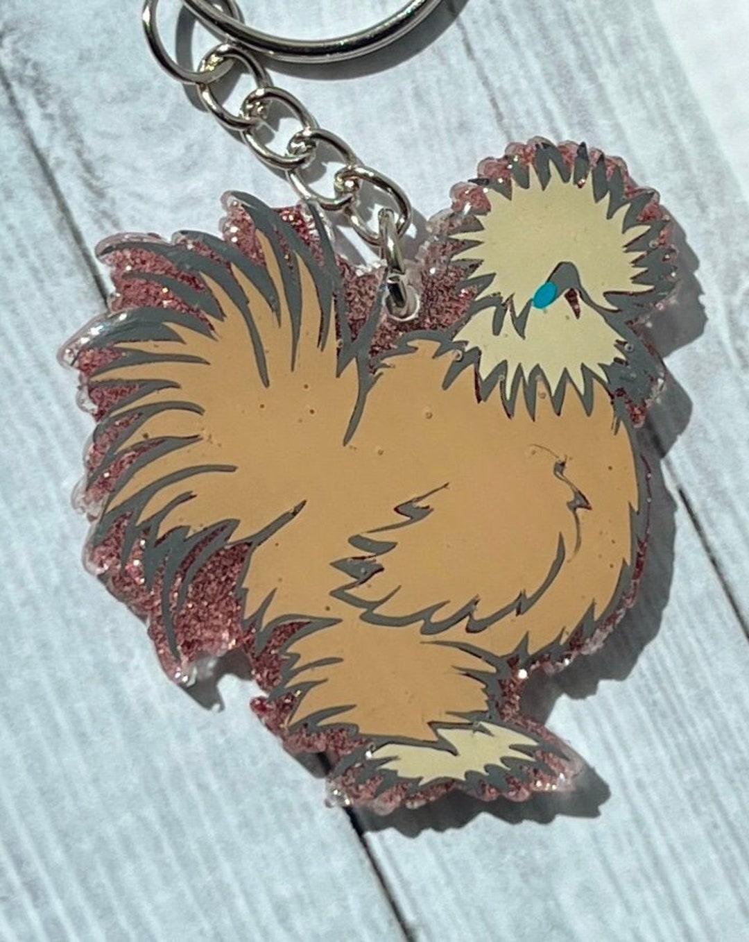 Silkie Chicken Keychain, Magnet or Velcro for Badge Reel - Etsy