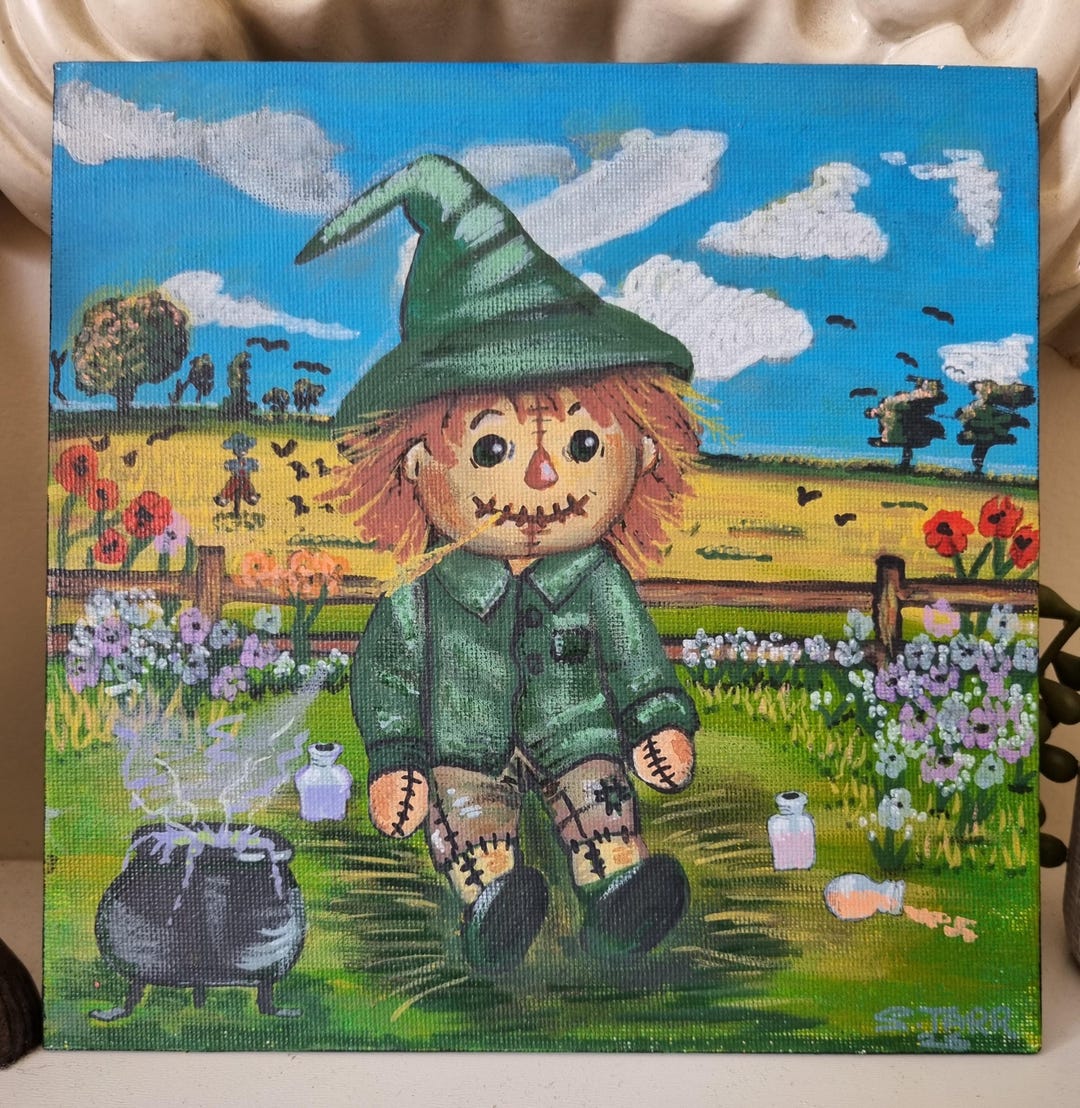 Bramble the Scarecrow Witch - Original Whimsical Ragdoll Acrylic ...