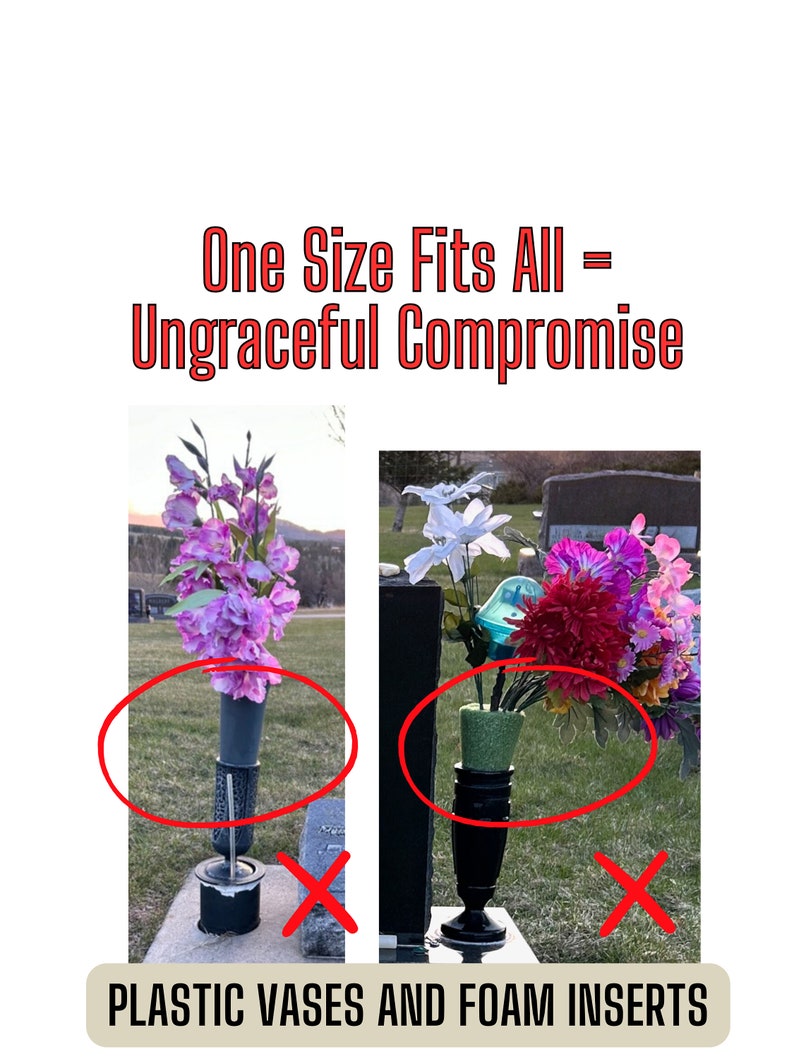 Vase Grip - 2" - Cemetery Gravestone Grave Monument Memorial Silk ...