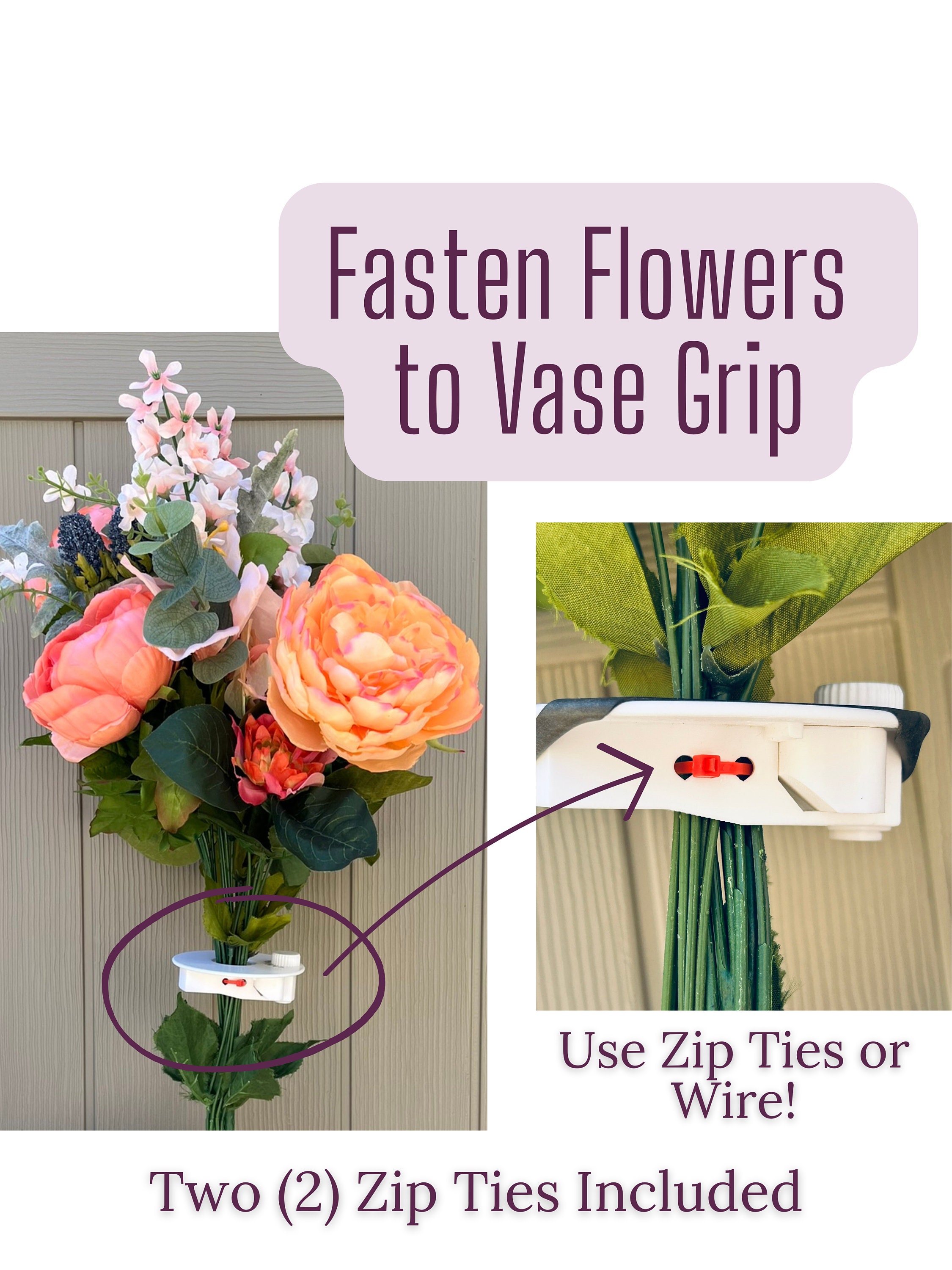 Vase Grip - 2" Cemetery Flower Bouquet Holder Insert - Etsy