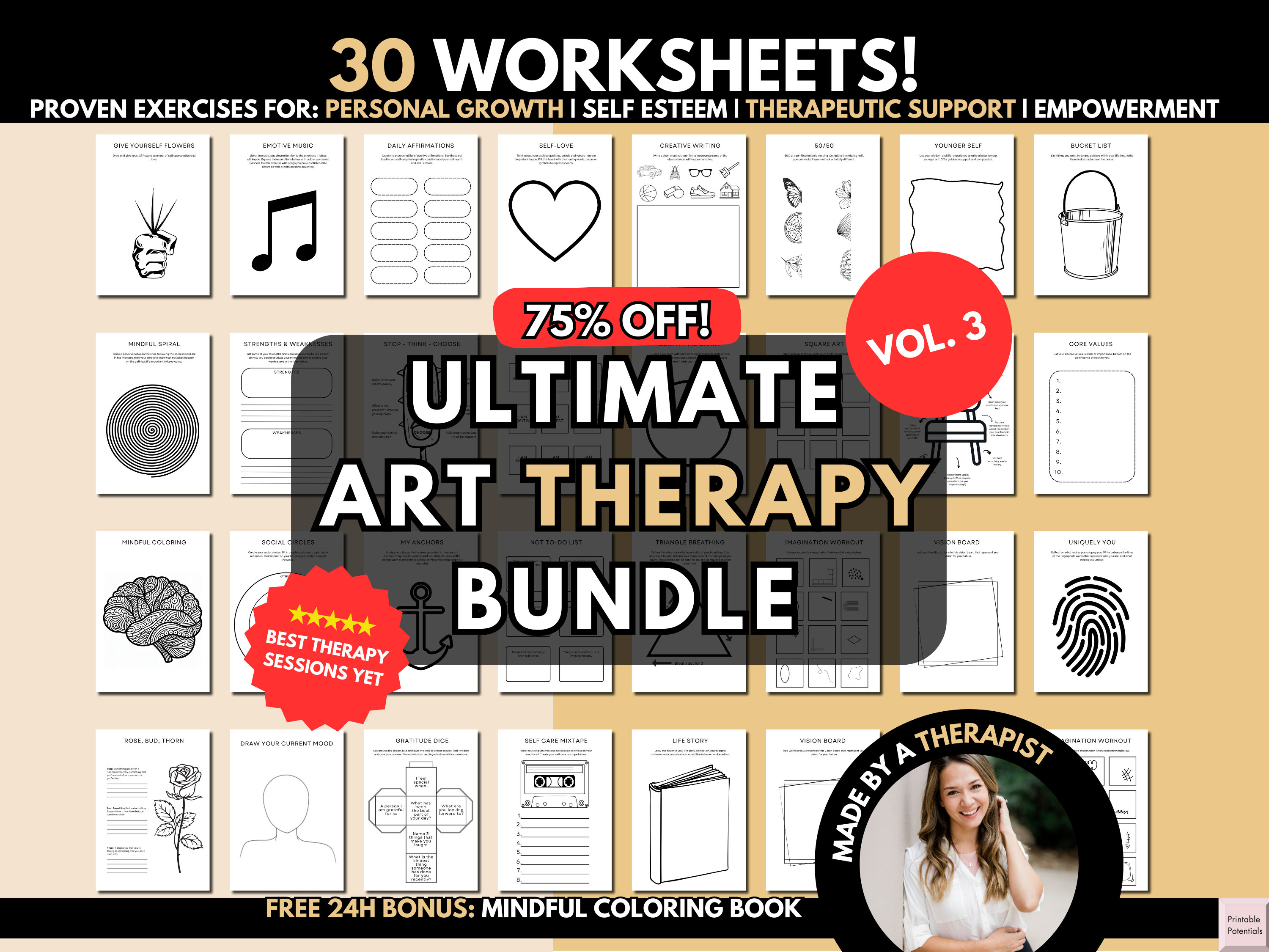 Mental Health Art Therapy Worksheets for Social Worker Life Coach ...