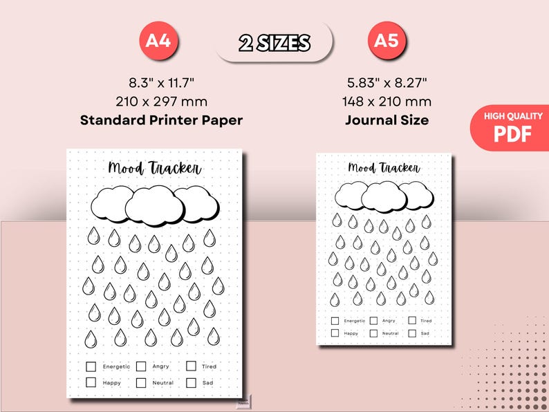 Rain Cloud Mood Tracker - Printable Mood Journal Page - Wellness ...