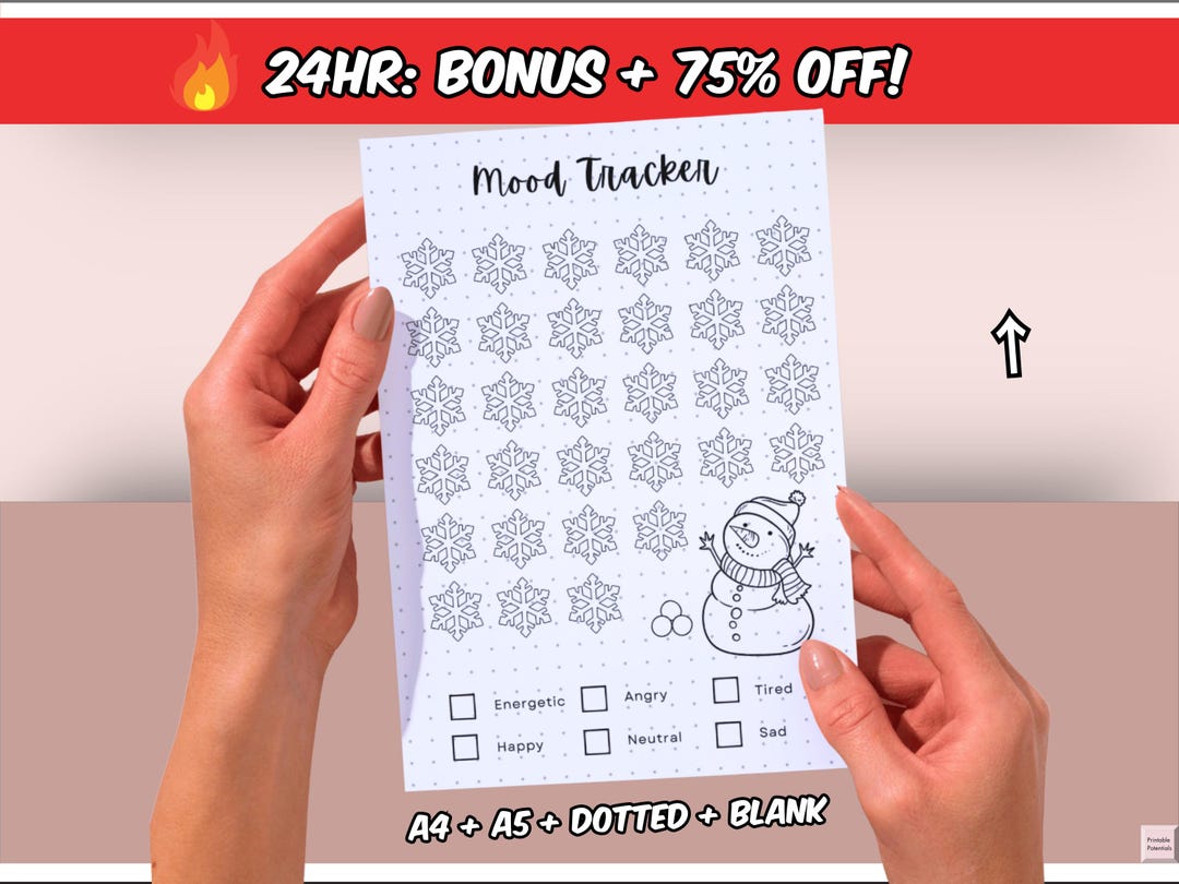Snowman Mood Tracker - Printable Mood Journal Page - Wellness Journal ...