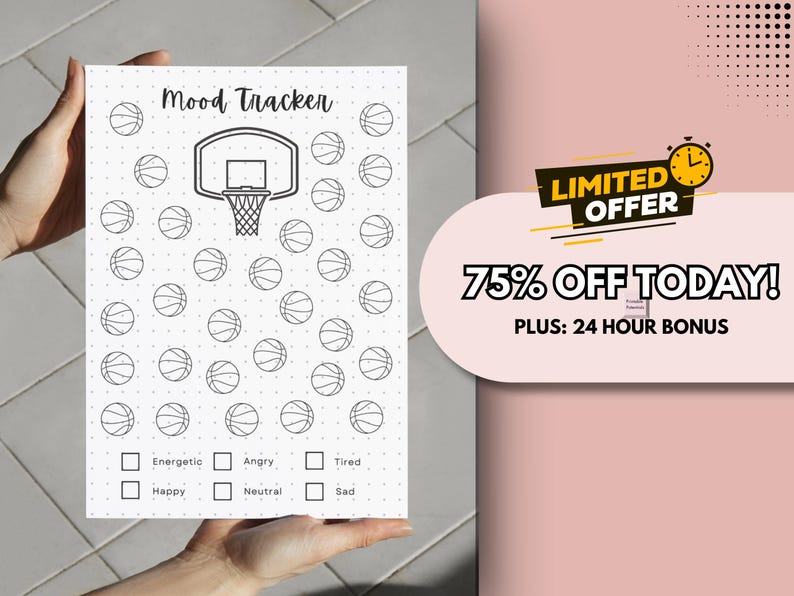 Basketball Mood Tracker - Printable Mood Journal Page - Wellness ...