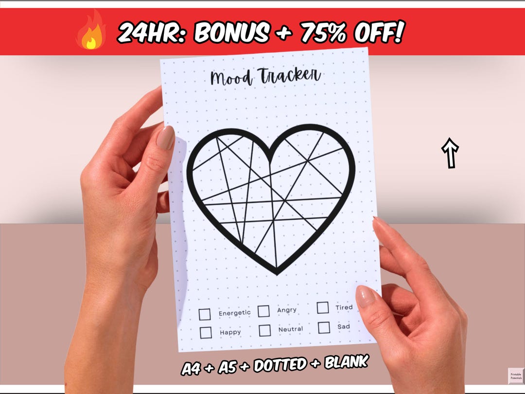 Heart Mood Tracker Printable Mood Journal Page Wellness Journal Mood ...