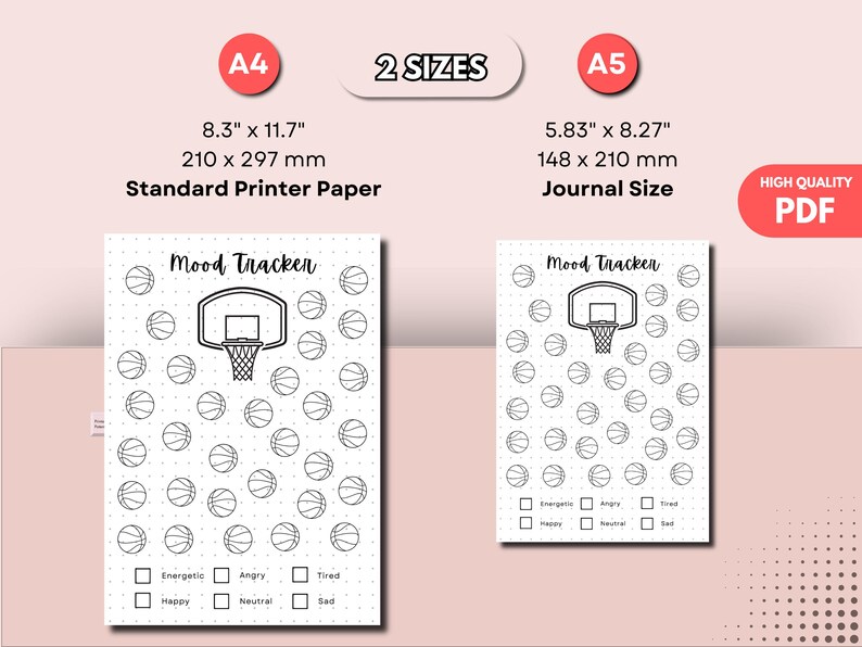 Basketball Mood Tracker - Printable Mood Journal Page - Wellness ...