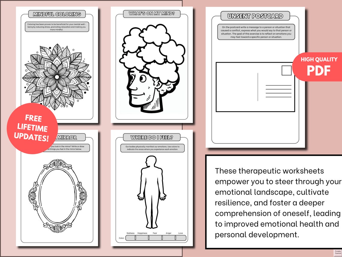 Art Therapy Worksheet for Occupational Therapy Journal Prompts Therapy ...
