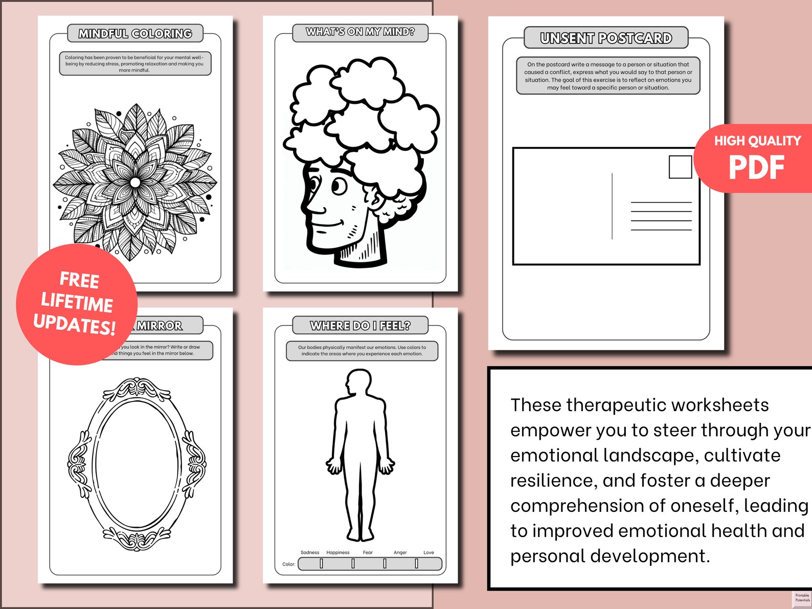 Art Therapy Worksheet for Occupational Therapy Journal Prompts Therapy ...