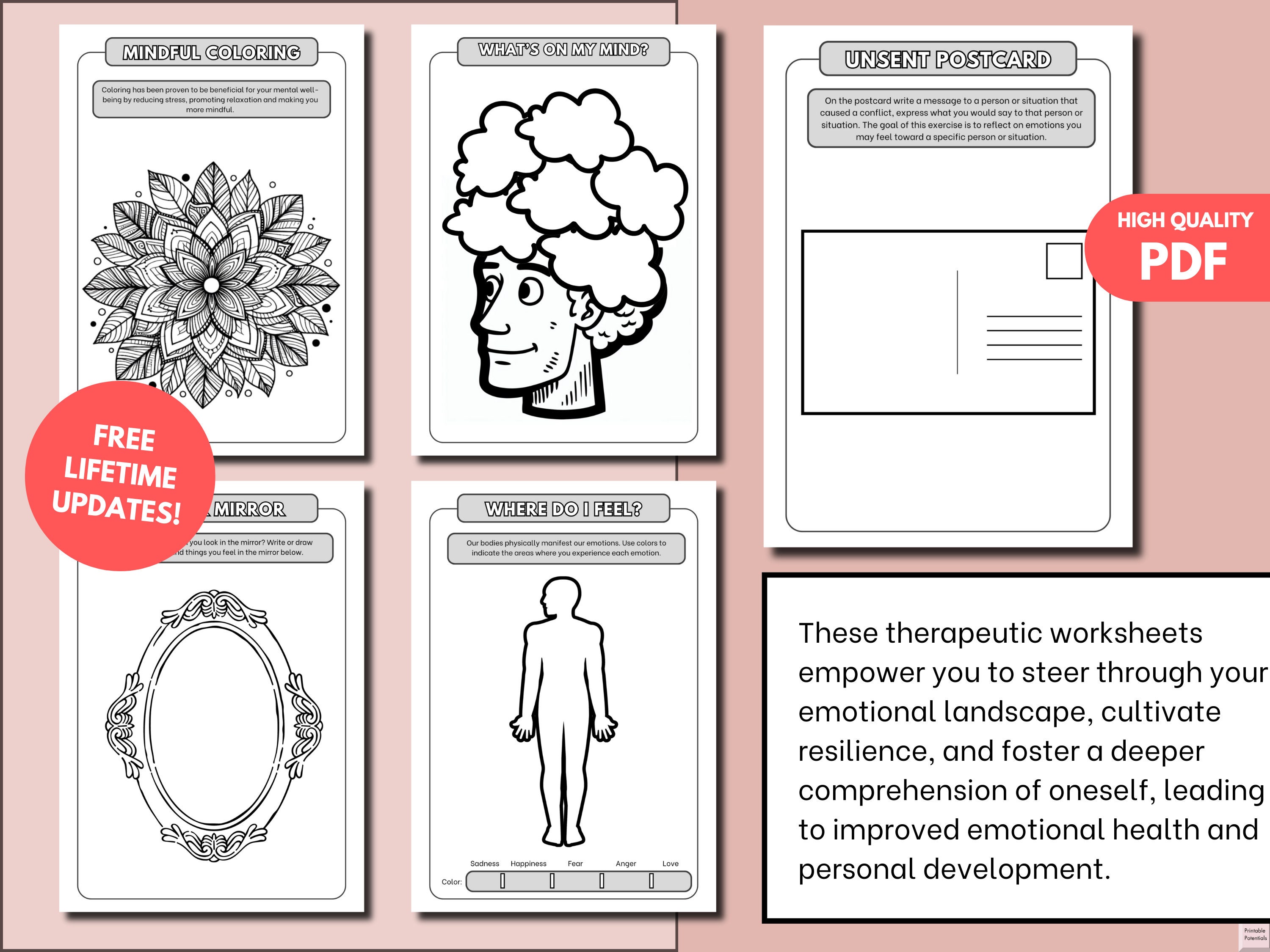 Art Therapy Worksheet for Occupational Therapy Journal Prompts Therapy ...
