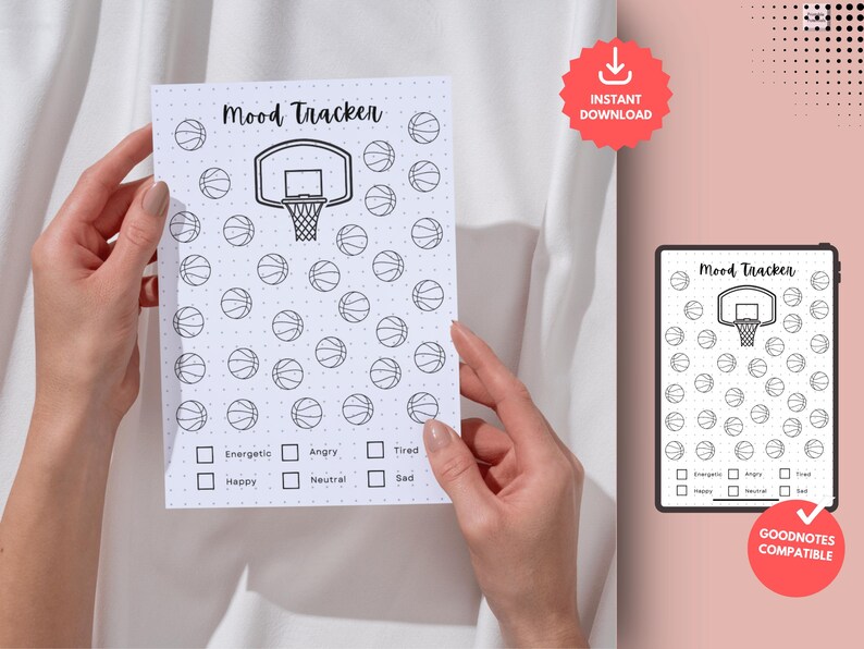 Basketball Mood Tracker - Printable Mood Journal Page - Wellness ...