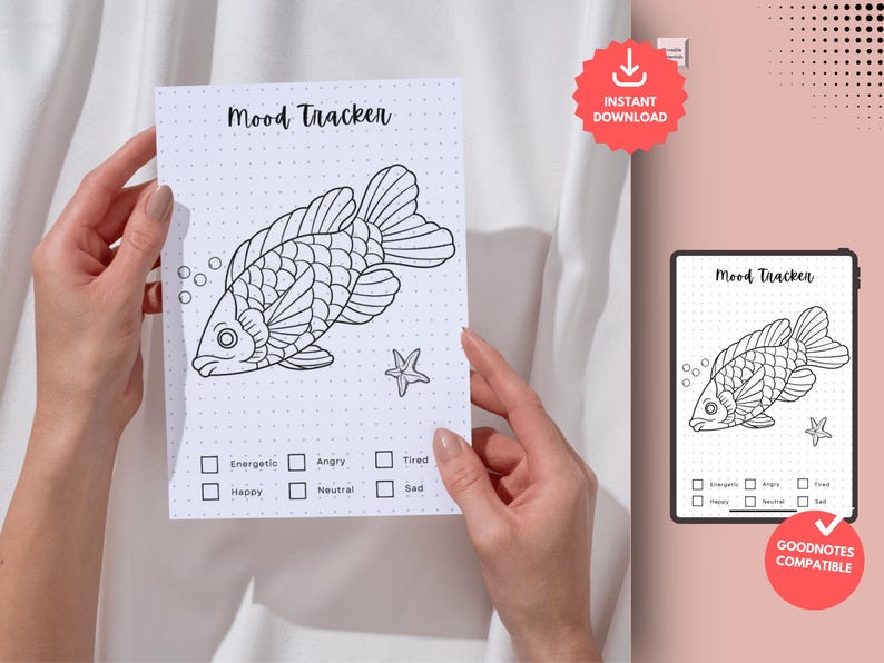 Fish Mood Tracker - Printable Mood Journal Page - Wellness Journal ...