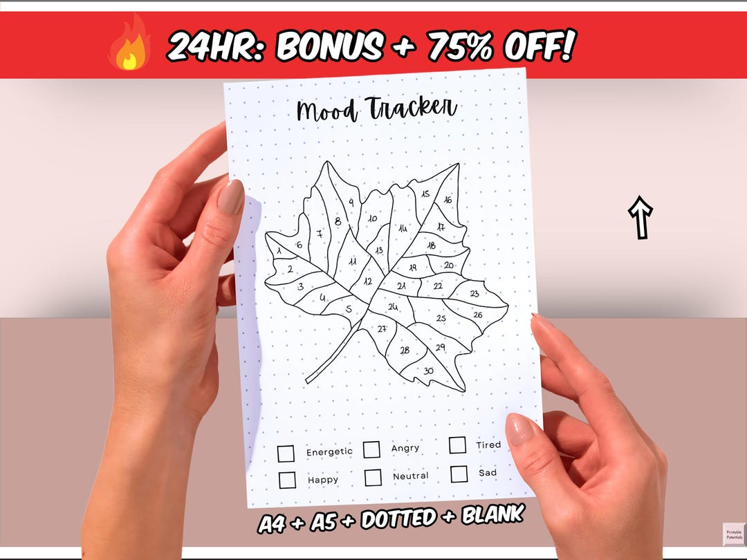 Fall Leaf Mood Tracker - Printable Mood Journal Page - Wellness Journal ...