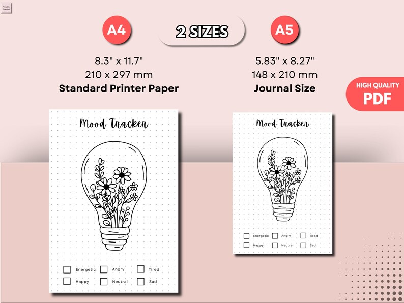 Lightbulb Flower Mood Tracker - Printable Mood Journal Page - Wellness ...