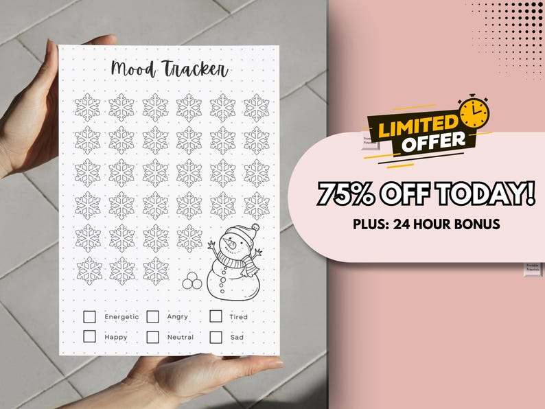 Snowman Mood Tracker - Printable Mood Journal Page - Wellness Journal ...